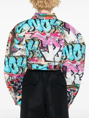 Vivienne Westwood Orb-Embroidered Graffiti-Print Jacket - Blue