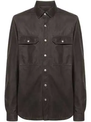 Rick Owens Outershirt Leather Shirt Jacket - Grey