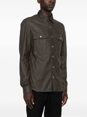Rick Owens Outershirt Leather Shirt Jacket - Grey