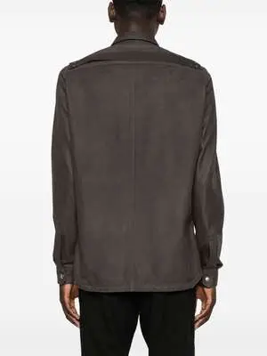 Rick Owens Outershirt Leather Shirt Jacket - Grey
