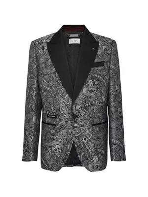 Philipp Plein Tattoo-print Twill Blazer - Black