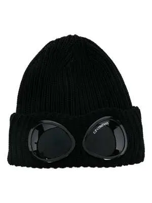 C.P. COMPANY Goggles-detail Ribbed Beanie - Black