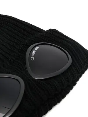 C.P. COMPANY Goggles-detail Ribbed Beanie - Black