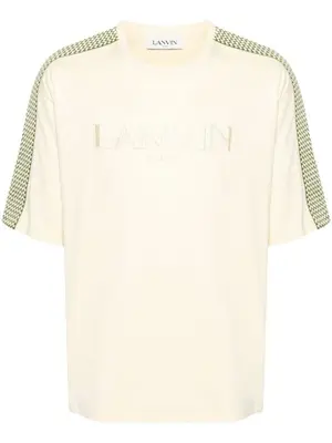 LANVIN Logo-embroidered Cotton T-shirt - Yellow