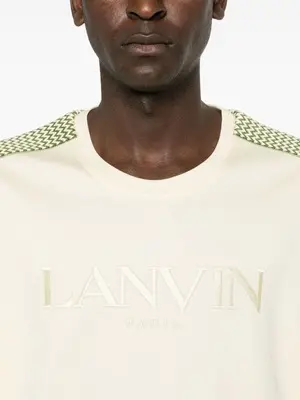 LANVIN Logo-embroidered Cotton T-shirt - Yellow