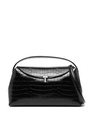 TOTEME T-lock Croc-embossed Top Handle Bag - Black