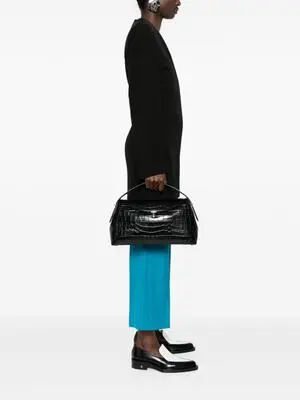 TOTEME T-lock Croc-embossed Top Handle Bag - Black