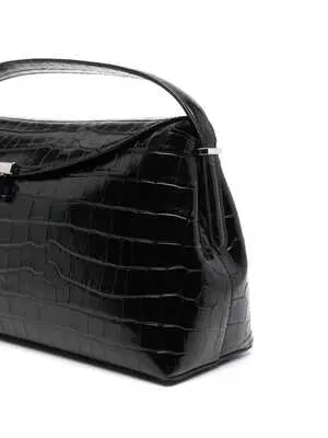 TOTEME T-lock Croc-embossed Top Handle Bag - Black