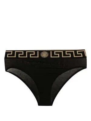 Versace Greca-detail Jersey Thong - Black