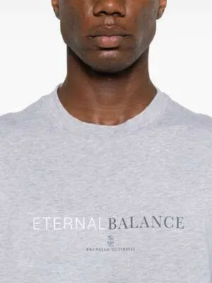 Brunello Cucinelli Slogan-print Mélange T-shirt