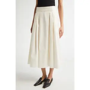 Maria Mcmanus Pleat Front Sateen Midi Skirt