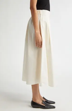 Maria Mcmanus Pleat Front Sateen Midi Skirt