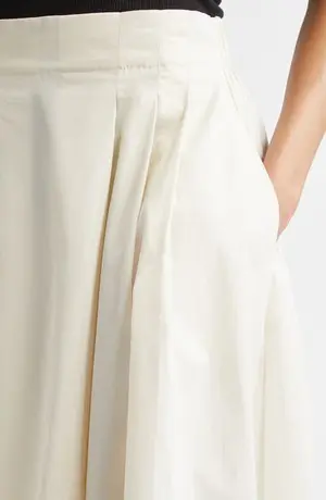 Maria Mcmanus Pleat Front Sateen Midi Skirt