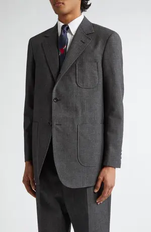 Thom Browne Virgin Wool Hopsack Sport Coat - Dark Grey