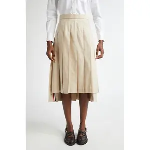 Thom Browne Drop Back Pleated Skirt - Khaki
