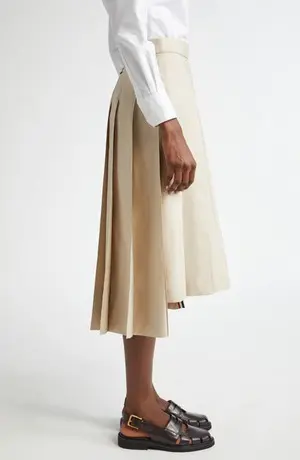 Thom Browne Drop Back Pleated Skirt - Khaki