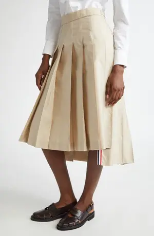 Thom Browne Drop Back Pleated Skirt - Khaki