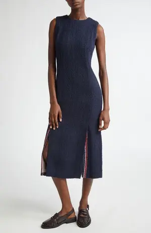 Thom Browne Textured Weave Sleeveless Midi Dress