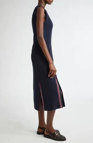 Thom Browne Textured Weave Sleeveless Midi Dress