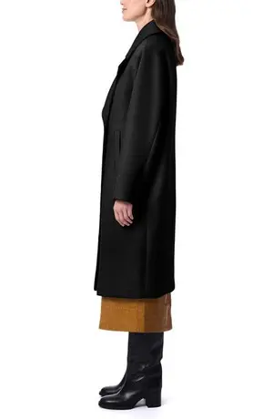 Bernardo Relaxed Double-breasted Felted Coat - Black