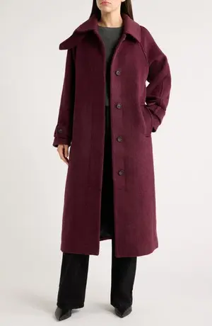 Bernardo Relaxed Double-breasted Felted Coat - Cherry Lacquer