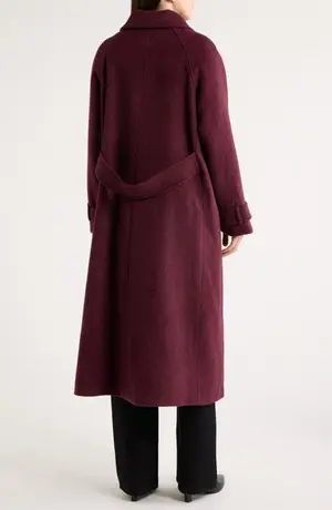 Bernardo Relaxed Double-breasted Felted Coat - Cherry Lacquer