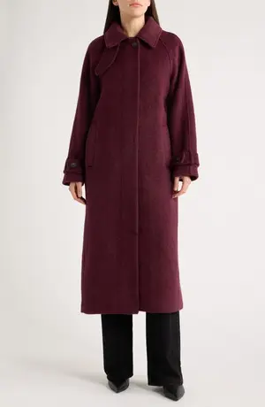 Bernardo Relaxed Double-breasted Felted Coat - Cherry Lacquer