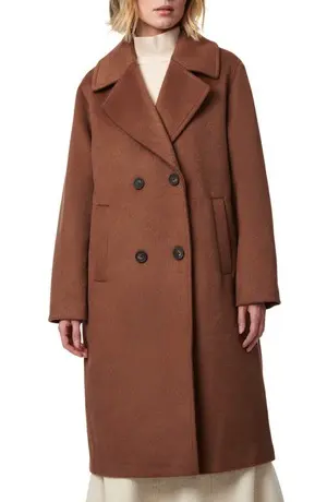 Bernardo Relaxed Double-breasted Felted Coat - Cigar