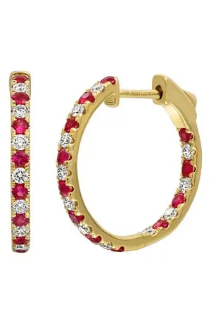 Bony Levy Bony Levy El Mar Diamond Hoop Earrings 18k Yellow Gold/ruby