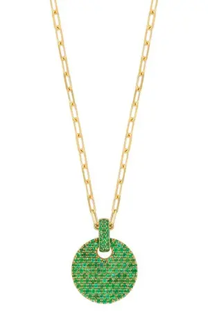Bony Levy El Mar Gemstone Pavé Pendant Necklace - 18k Yellow Gold/emerald