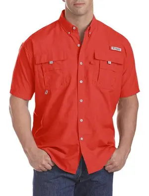 Columbia Big & Tall Pfg Bahama Ii Short-sleeve Sport Shirt Red Spark