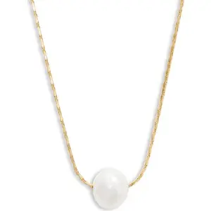 Nordstrom Freshwater Pearl Pendant Necklace - White- Gold