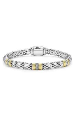 Lagos Signature Caviar Diamond Station Bracelet - Two-tone
