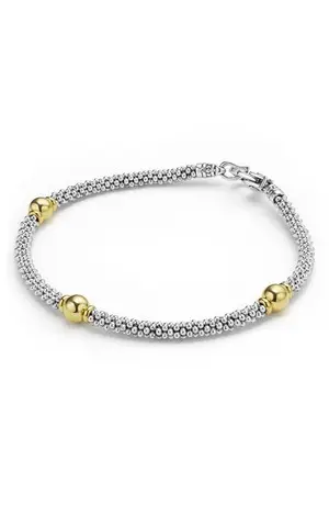 Lagos Signature Caviar Beaded Station Bracelet - Two-tone