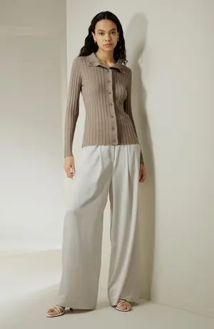 Lilysilk Ribbed Silk-cashmere Blend Cardigan - Brown