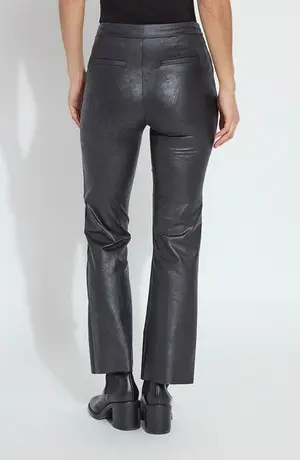 Lyssé High Waist Faux Leather Flare Pants - Black