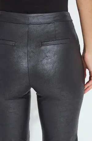 Lyssé High Waist Faux Leather Flare Pants - Black
