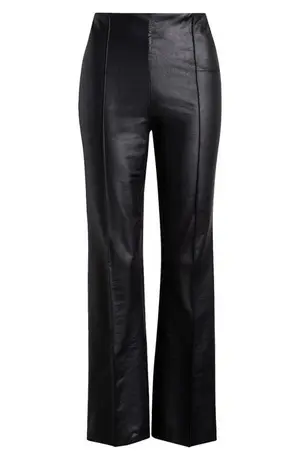 Lyssé High Waist Faux Leather Flare Pants - Black