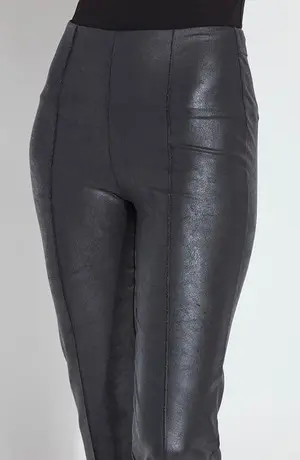 Lyssé High Waist Faux Leather Flare Pants - Black