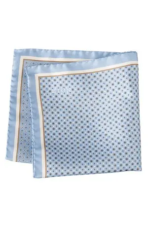 Eton Quadrant Silk Pocket Square Blue