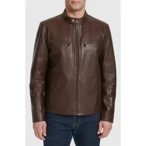 Cole Haan Leather Moto Jacket - Brown