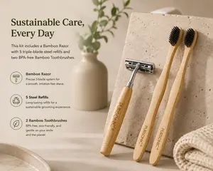 PURSONIC Eco Friendly Razor & Toothbrushes Combo Pack - Multicolor