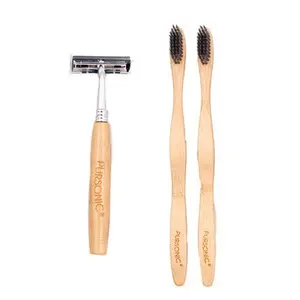 PURSONIC Eco Friendly Razor & Toothbrushes Combo Pack - Multicolor