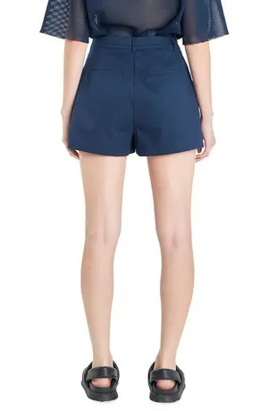 Endless Rose Flap Pocket High-waist Shorts - Navy