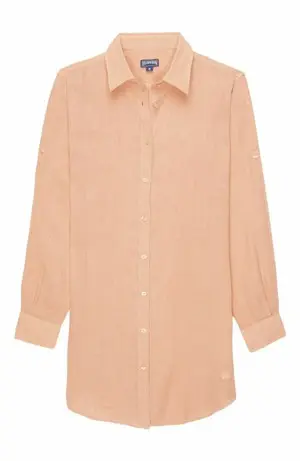 Vilebrequin Solid Linen Shirt Dress - Blush