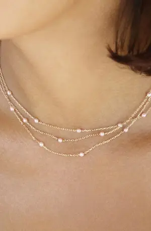 Ettika Layered Imitation Pearl Station Necklace