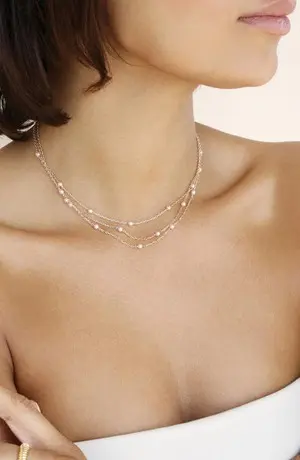 Ettika Layered Imitation Pearl Station Necklace