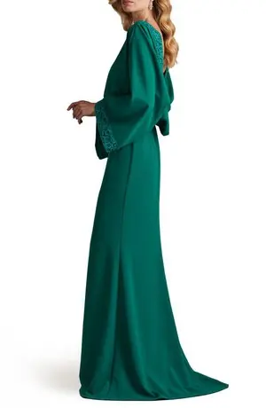 Tadashi Shoji Drape Back Crepe Gown