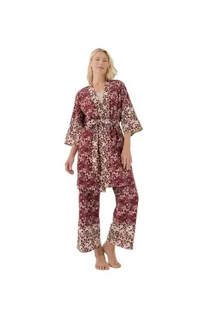 PACT Organic Staycation Short Robe Berry Sprigs