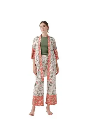 PACT Organic Staycation Short Robe Whispering Wildflowers
